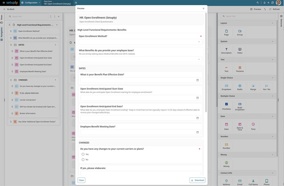 Open Enrollment Project Template | Setuply Client Onboarding Software