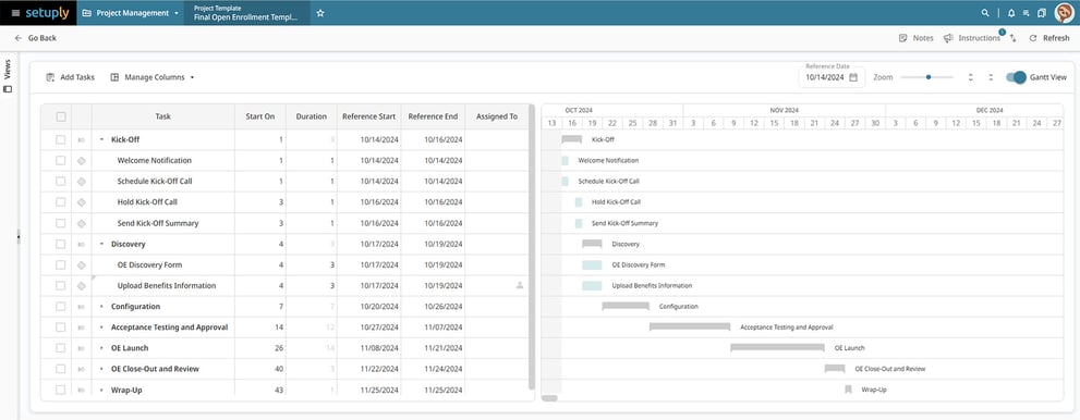 Open Enrollment Project Template | Setuply Client Onboarding Software